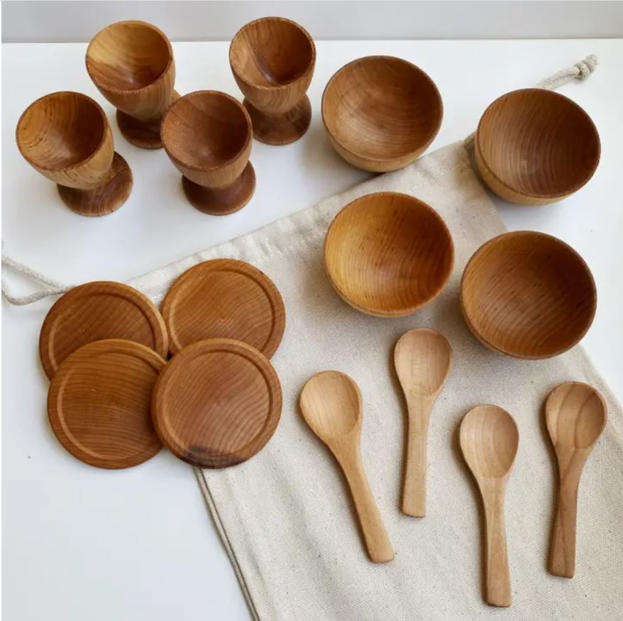 Wooden Pretend Play Dish Set